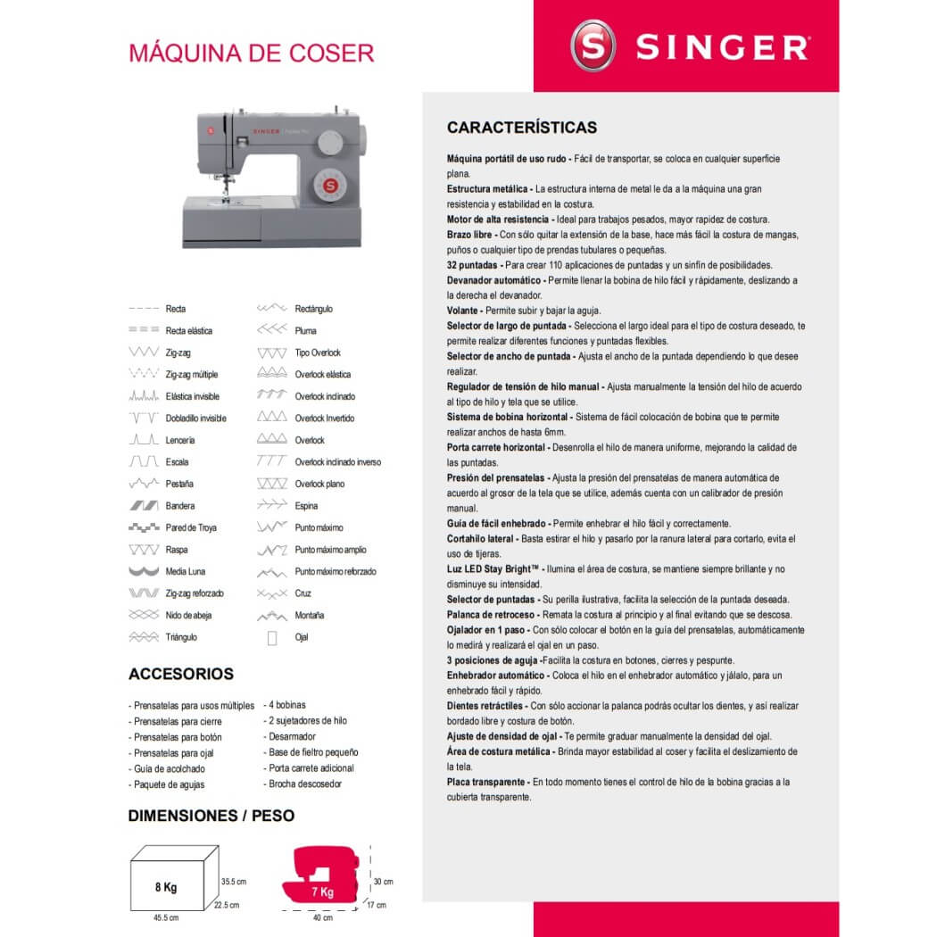 Máquina de Coser SINGER Pro Heavy Duty – Almacén MAU